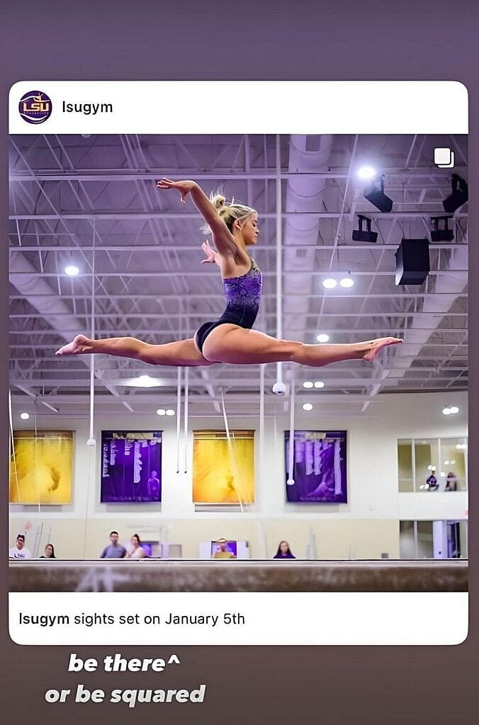 Olivia Dunne Gives A Side Rear View Ahead Of Her Gymnastics Meet