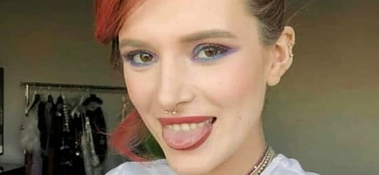 Bella Thorne's Cropped Tee Rides Up With Nothing Underneath